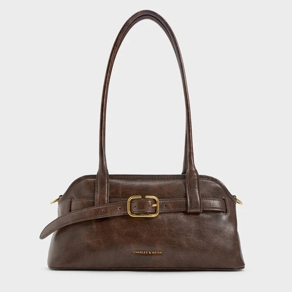 Charles & Keith | Bags | Charles Keith Dark Brown Shoulder Bag With ...